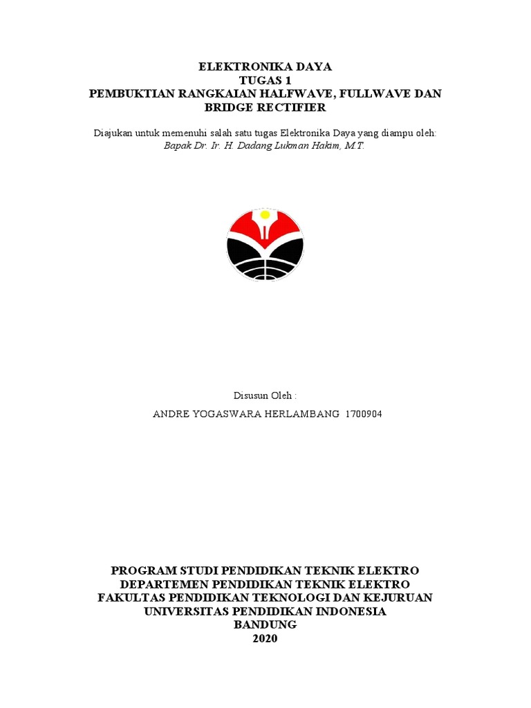 3184 Elektronika Daya Tugas 1 Andre Yogaswara 1700904 Elind | PDF