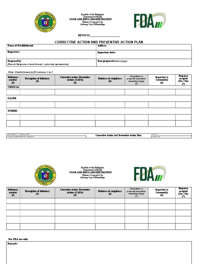 CAPA | PDF | Food And Drug Administration | Pharmaceutical Sciences