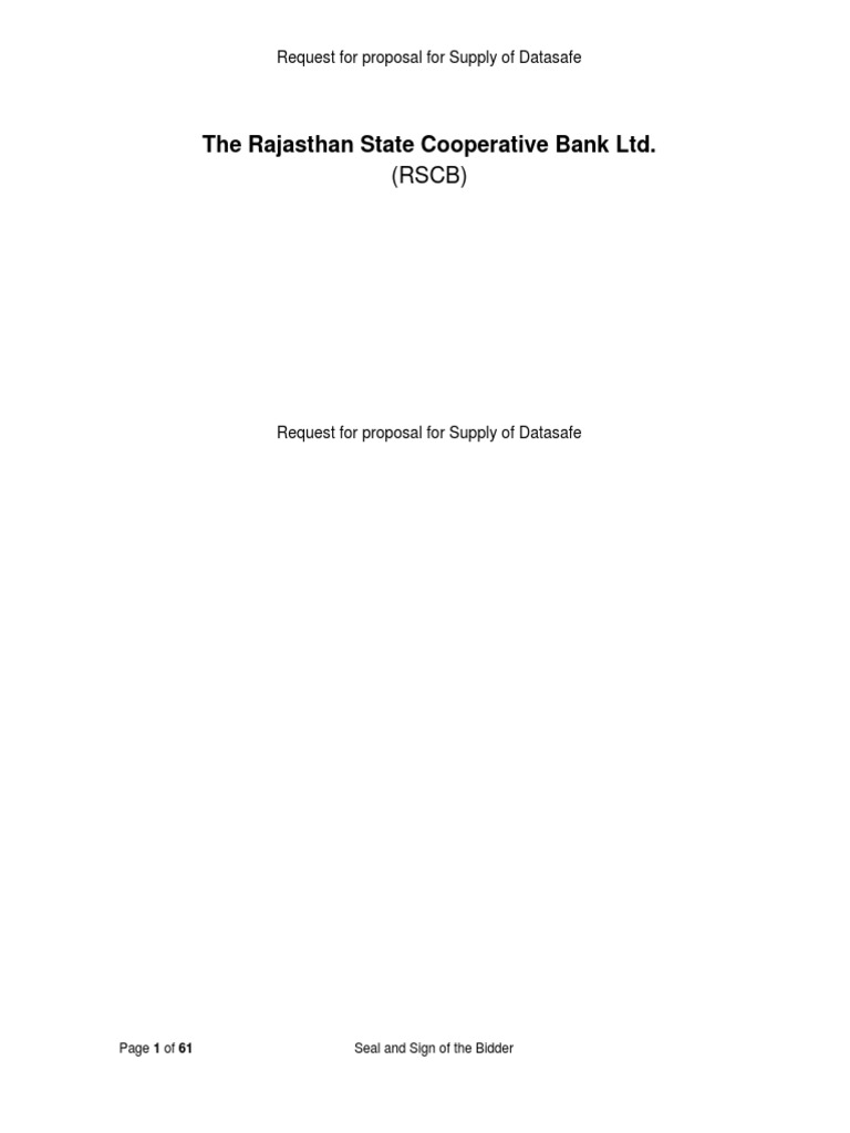 The Rajasthan State Cooperative Bank LTD.: (RSCB) | PDF | Request For ...