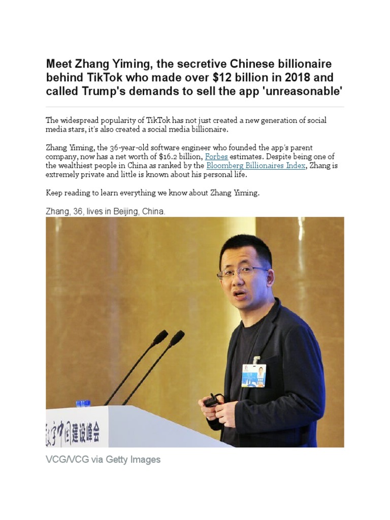 Meet Zhang Yiming | PDF | Business | Computing And Information Technology