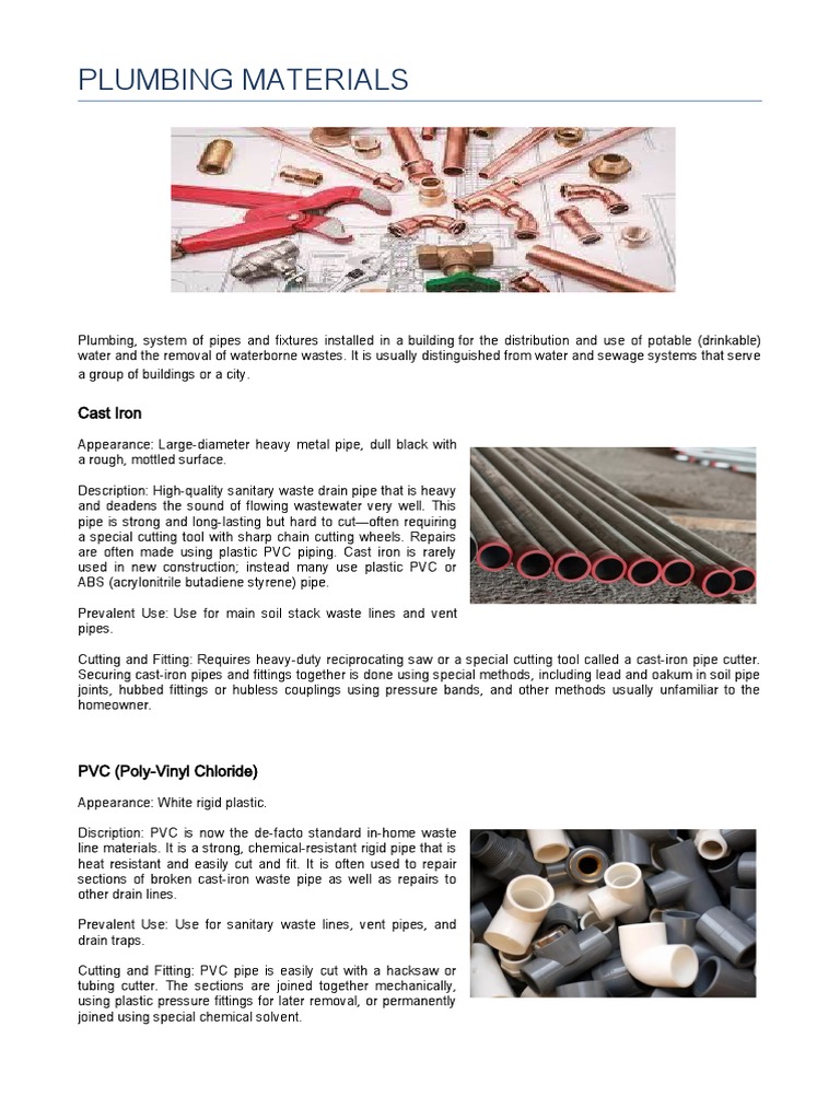 Plumbing and Electrical Materials | PDF | Pipe (Fluid Conveyance) | Valve