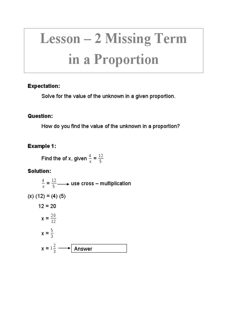 Solving Proportions: Examples and Step-by-Step Instructions for Finding ...