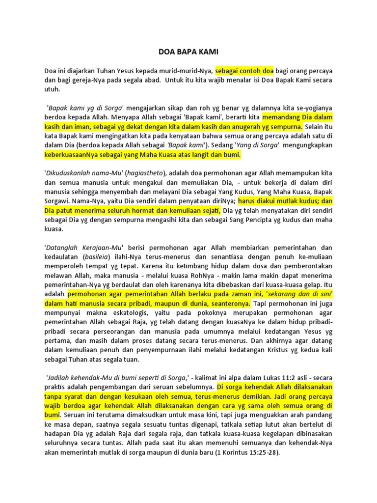 Doa Bapa Kami | PDF | Filsafat | Agama & Spiritualitas