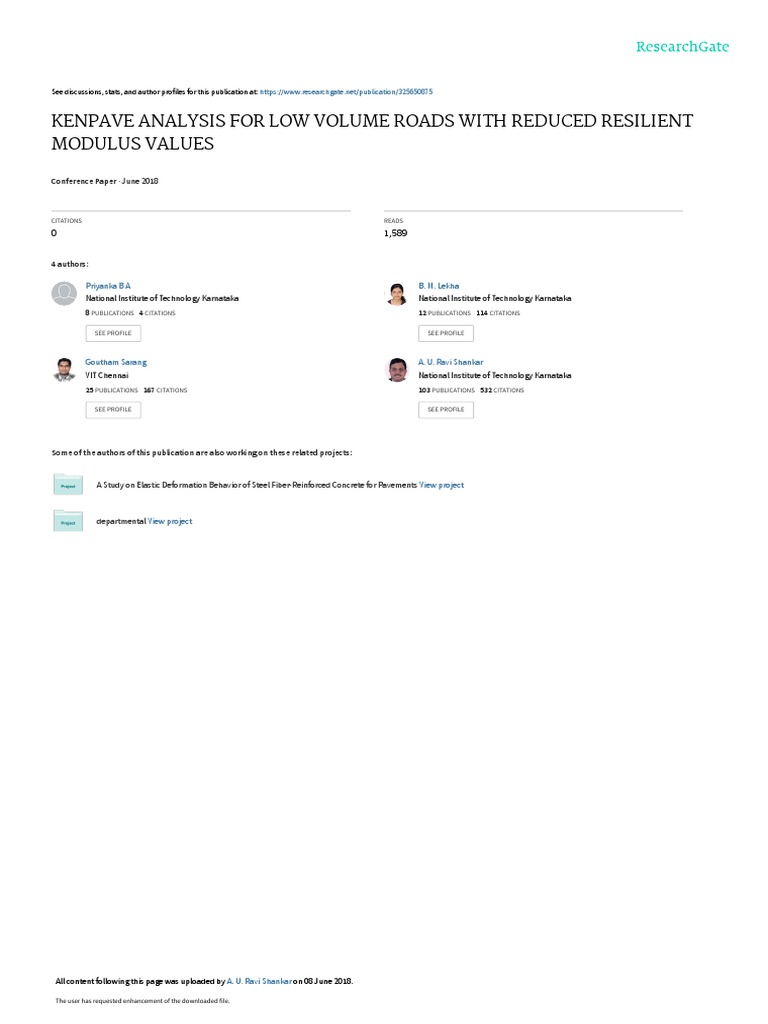 Kenpave Analysis For Low Volume Roads With Reduced Resilient Modulus ...