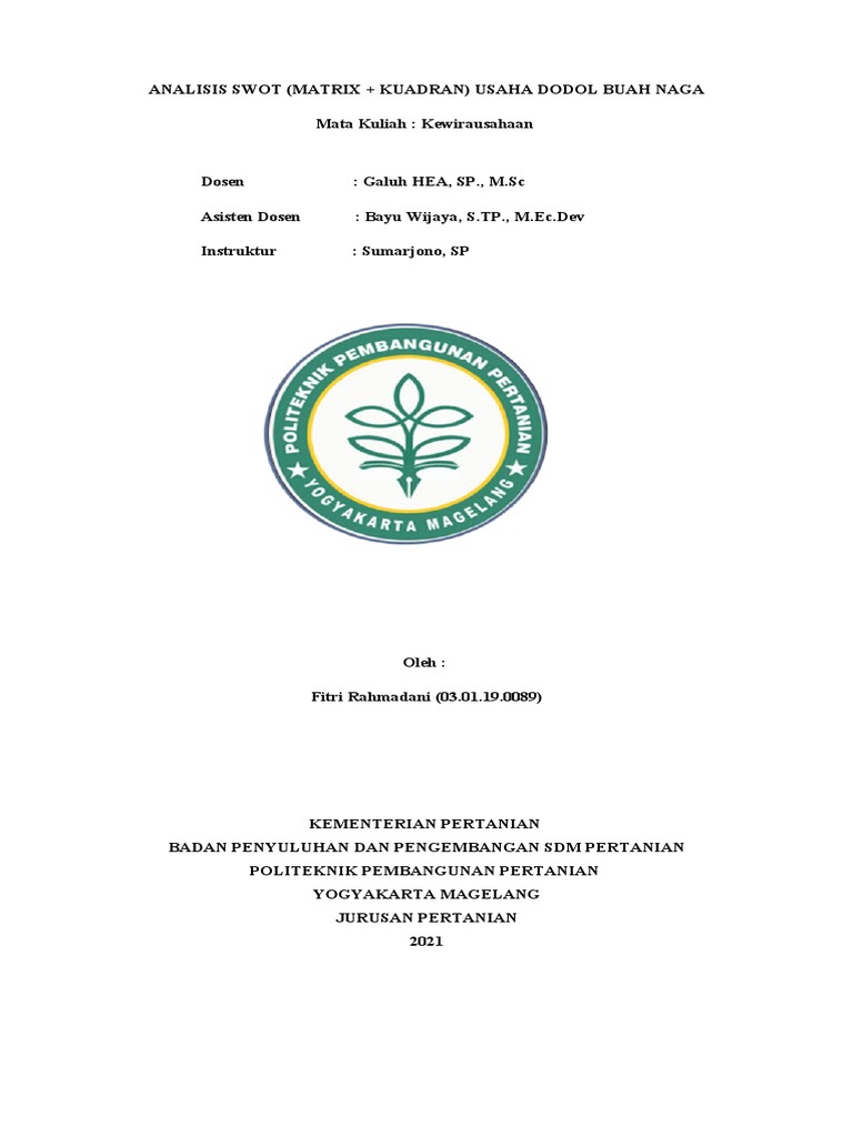 19 - Fitri Rahmadani - 3PPB - ANALISIS SWOT (MATRIKS+KUADRAN) | PDF