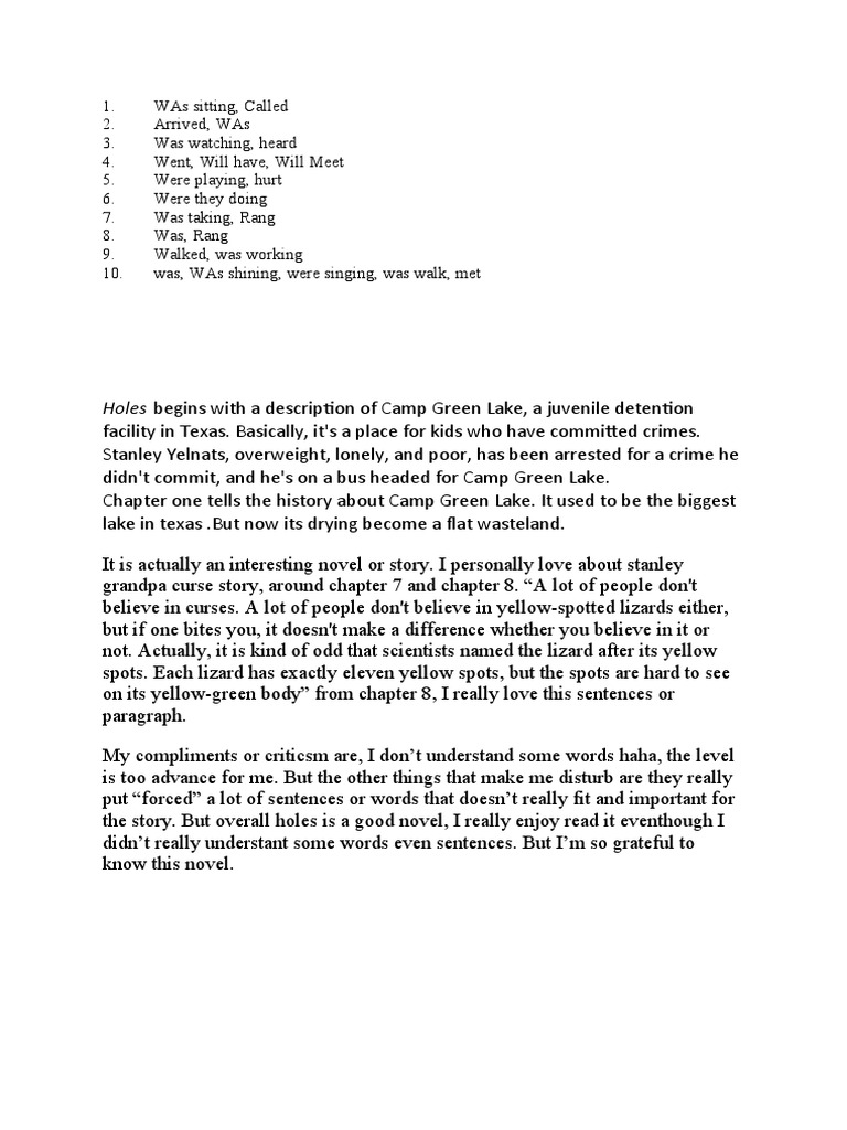 Camp Green Lake setting and Stanley's arrival | PDF