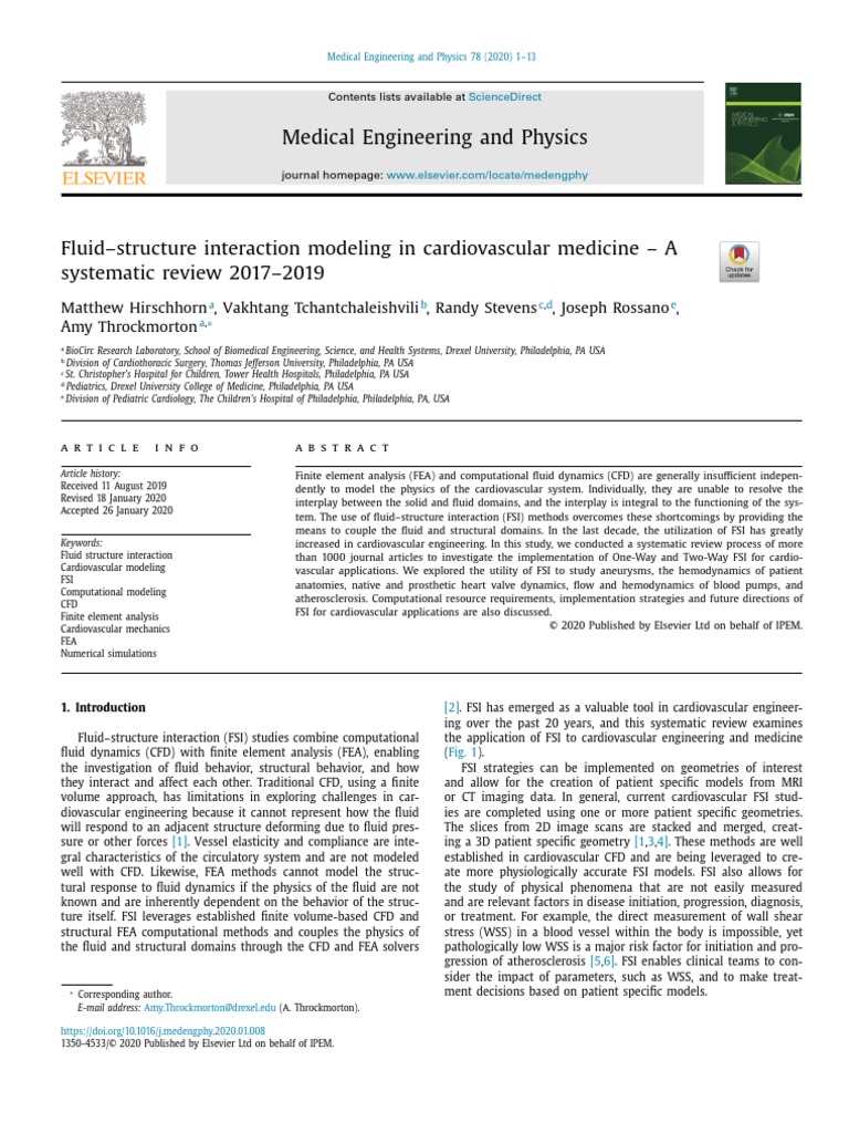 2020【r】fsi In Cardiovascular Medicine Pdf Heart Valve Finite