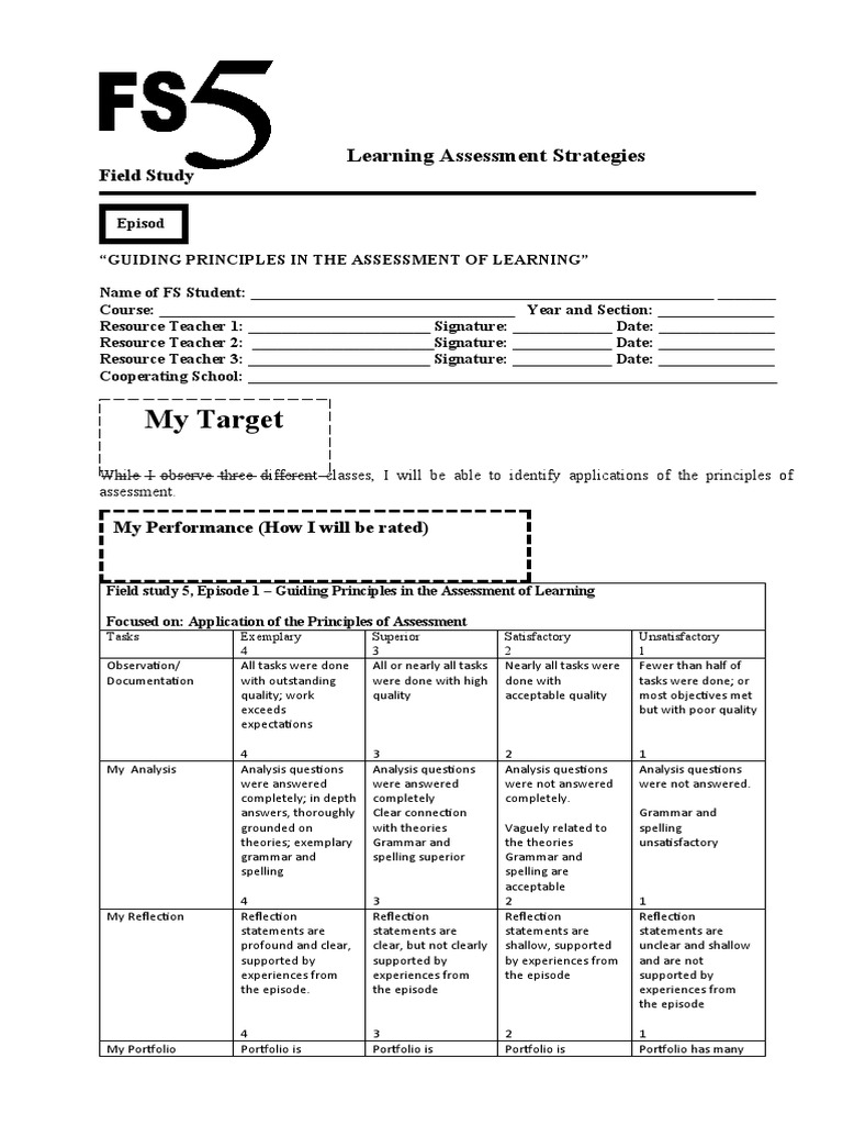 My Target: Learning Assessment Strategies | PDF | Educational ...