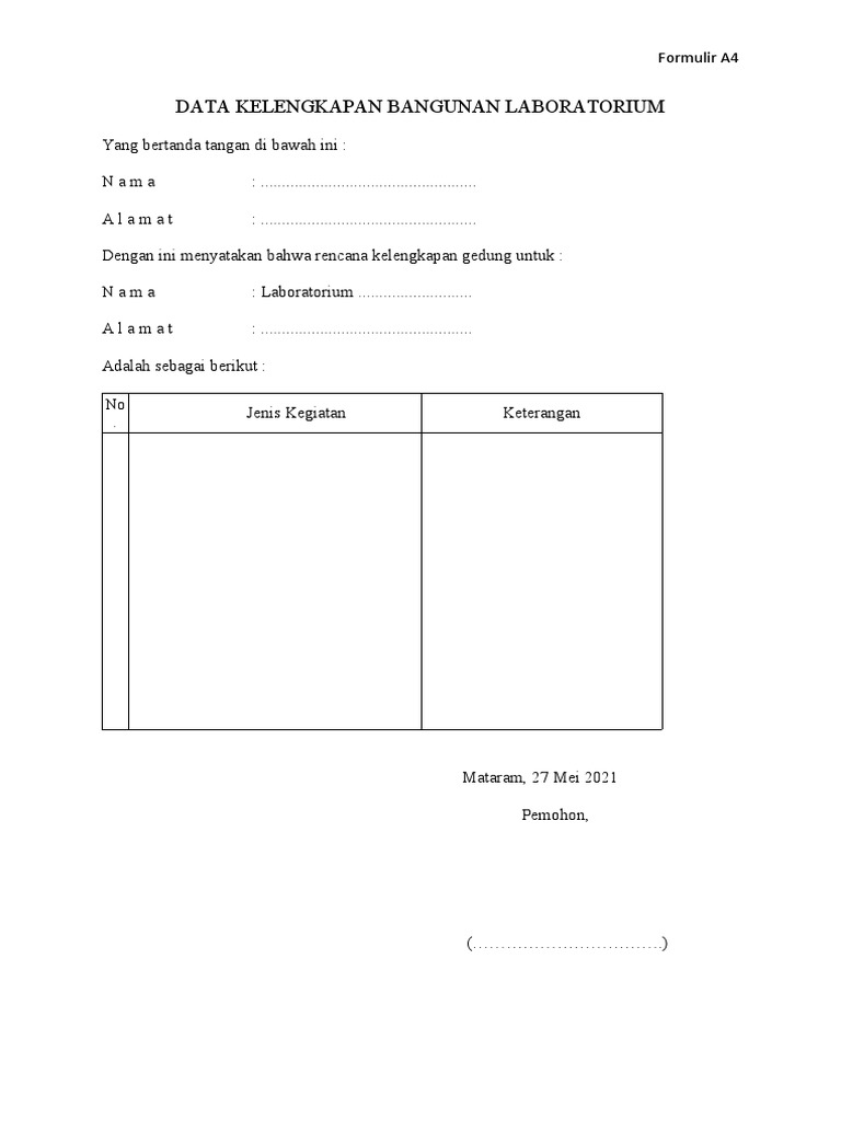 Formulir Data Laboratorium A4 | PDF | Seni