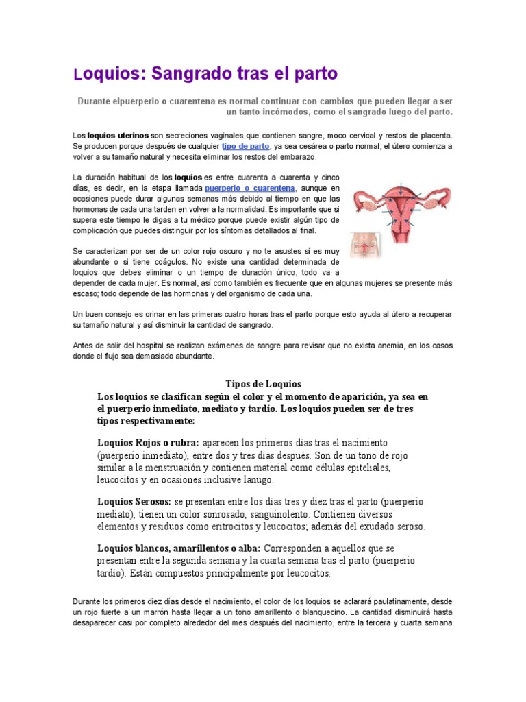 Loquios: Sangrado Postparto Explicado | PDF | Periodo posparto | Parto