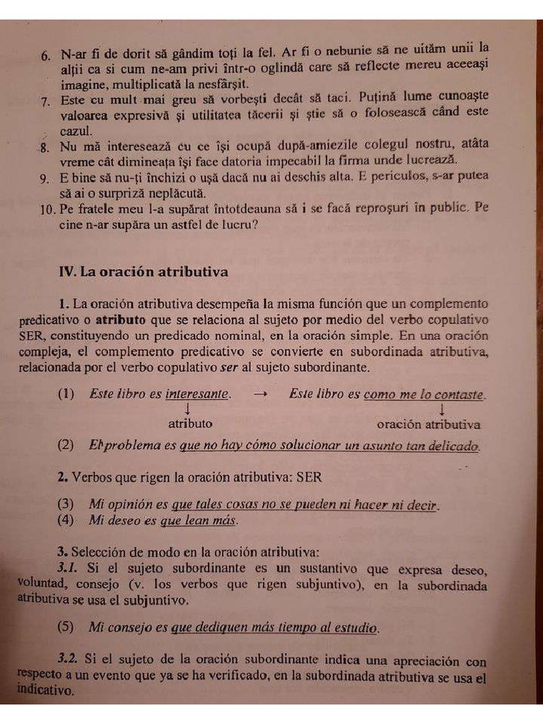 La Oracion Atributiva | PDF