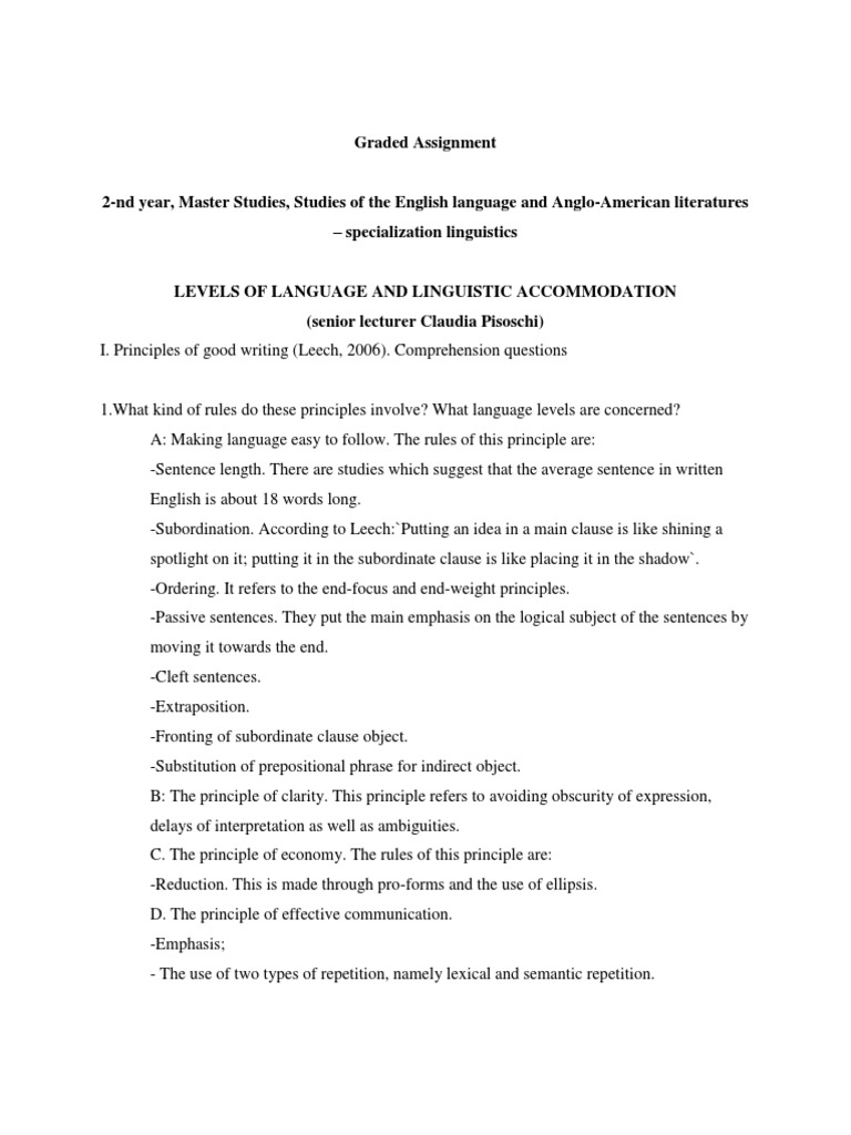 Linguistics Accommodation | PDF | Sentence (Linguistics) | Clause