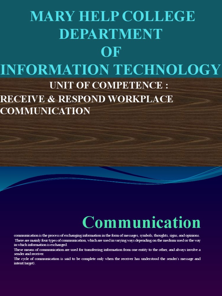 Workplace Communication Process Overview | PDF | Nonverbal ...