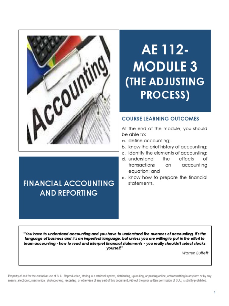 MODULE 3 - The Adjusting Process | PDF | Accrual | Revenue