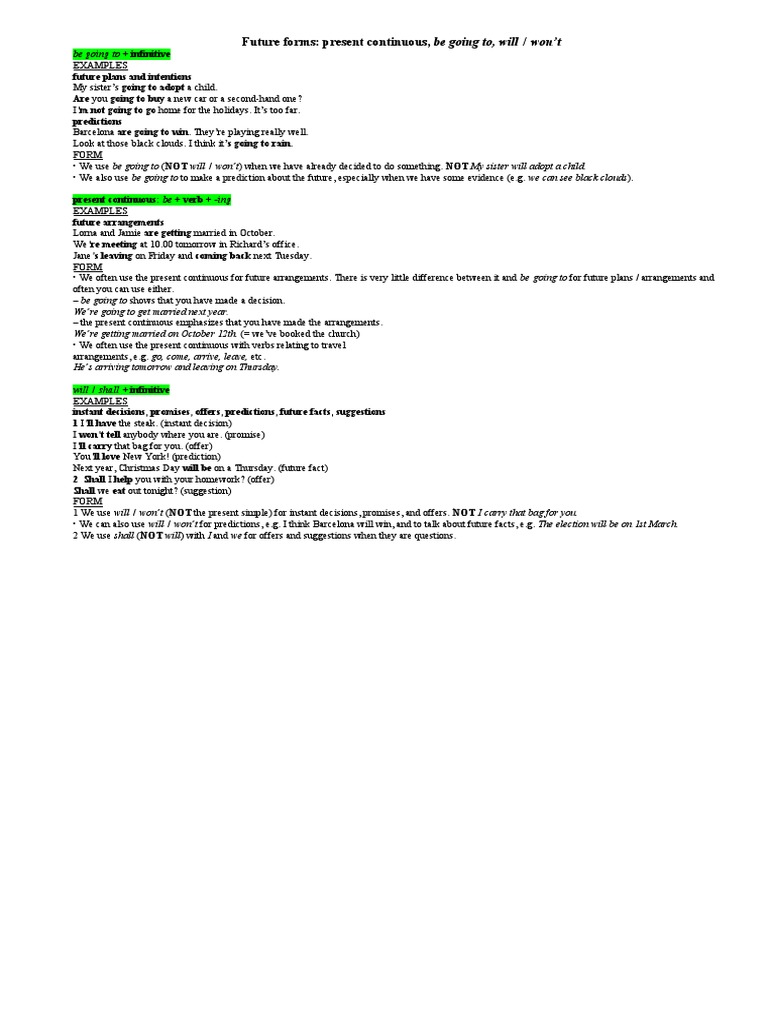 Expressing Future Plans, Predictions and Arrangements: A Comparison of ...