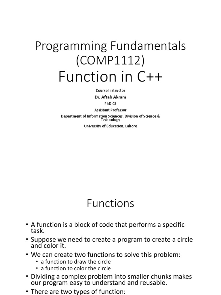 C Functions Pdf Parameter Computer Programming Subroutine