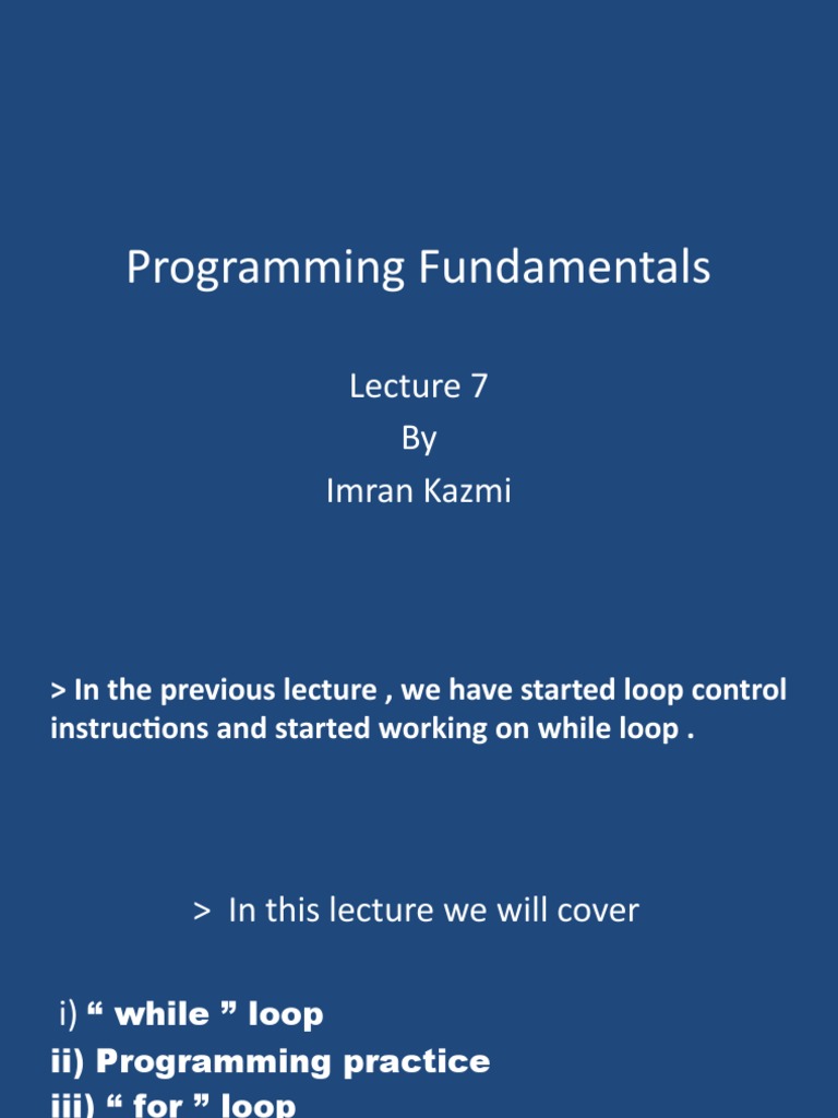 Programming Fundamentals: by Imran Kazmi | PDF | Control Flow | Computer Science