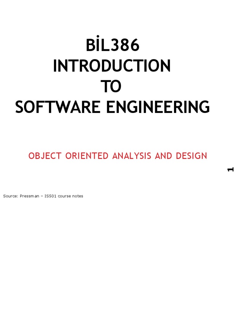 BİL386 Introduction to Software Engineering Object Oriented Analysis ...