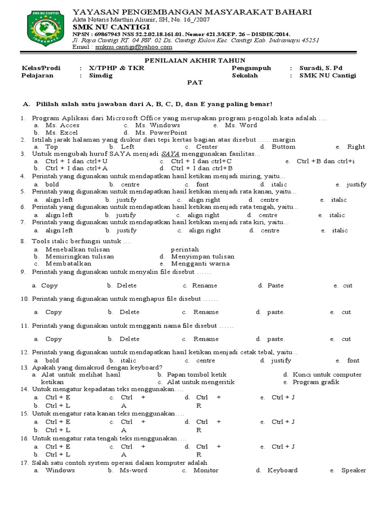 Simdig KLS X Pat 2021 | PDF | Metode & Bahan Ajar