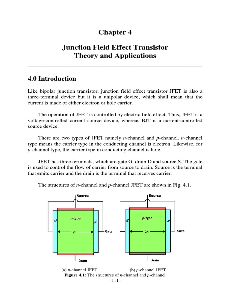 Chapter 4 JFET Theory and Applications | PDF | Field Effect Transistor ...