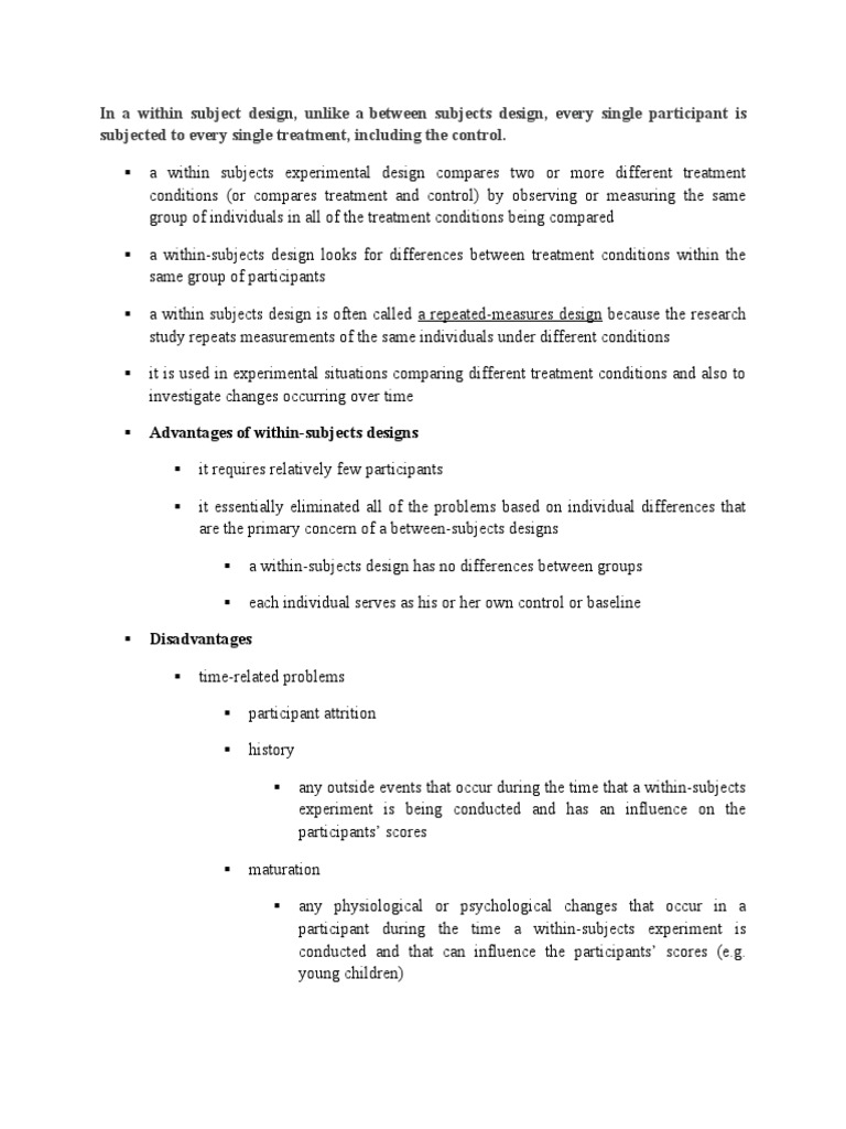 Within Subject Design | PDF | Research Methods | Scientific Method