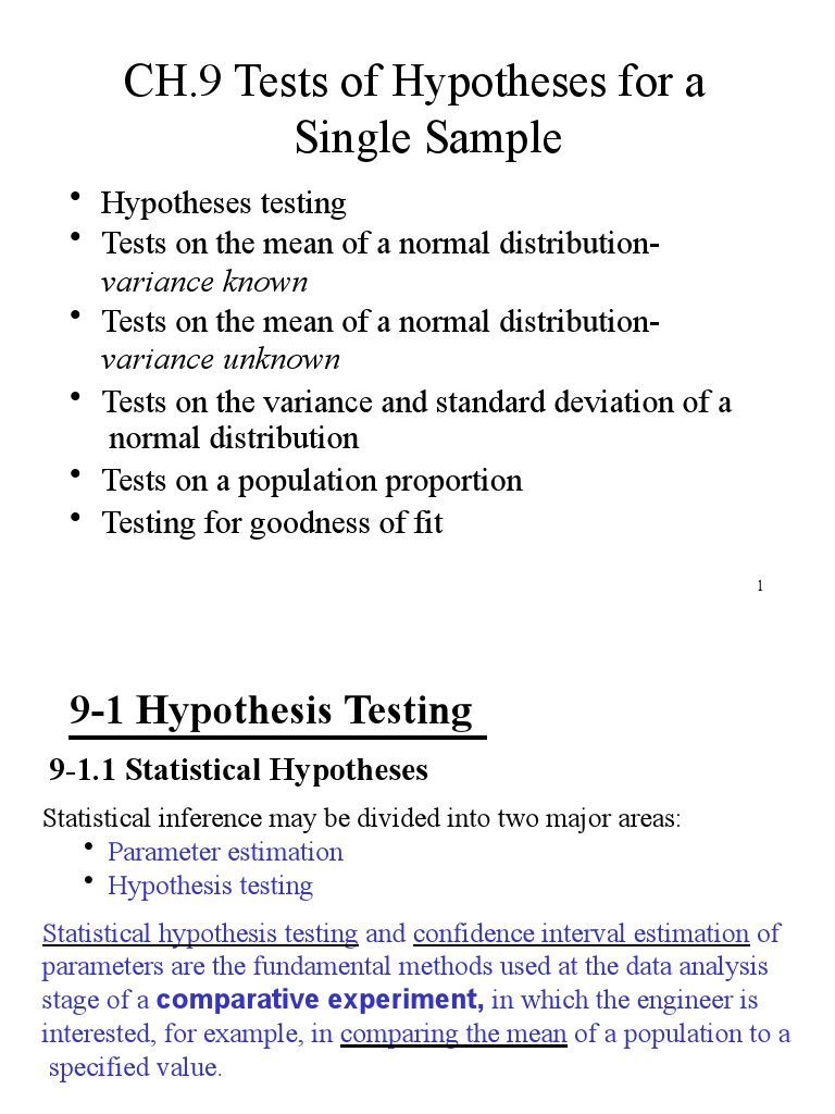 TOPIC3 Tests of Hypotheses For A Single Sample | PDF | Goodness Of Fit ...