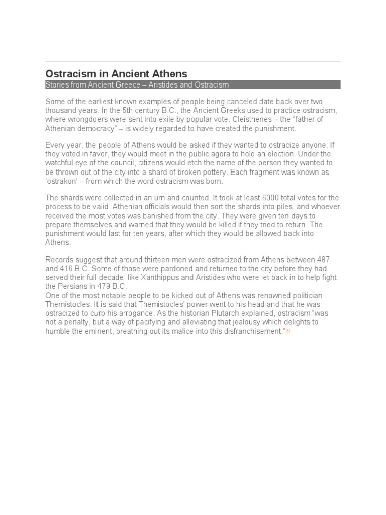 Ostracism in Ancient Athens | PDF | Social Science | Travel
