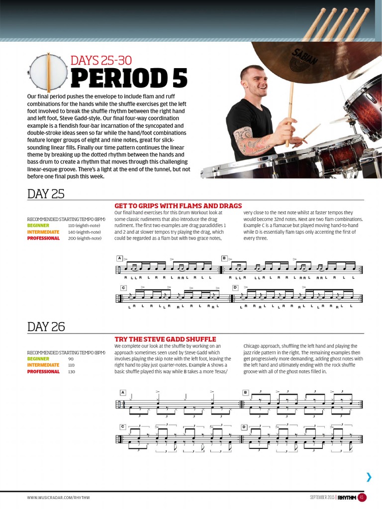 PETE RILEY & CHRIS BARNES - 30 Day Drum Workout - 17-17 | PDF | Tempo ...