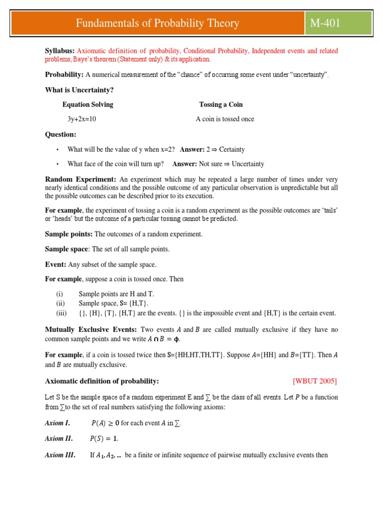 Fundamental of Probability Theory | PDF | Probability Theory ...