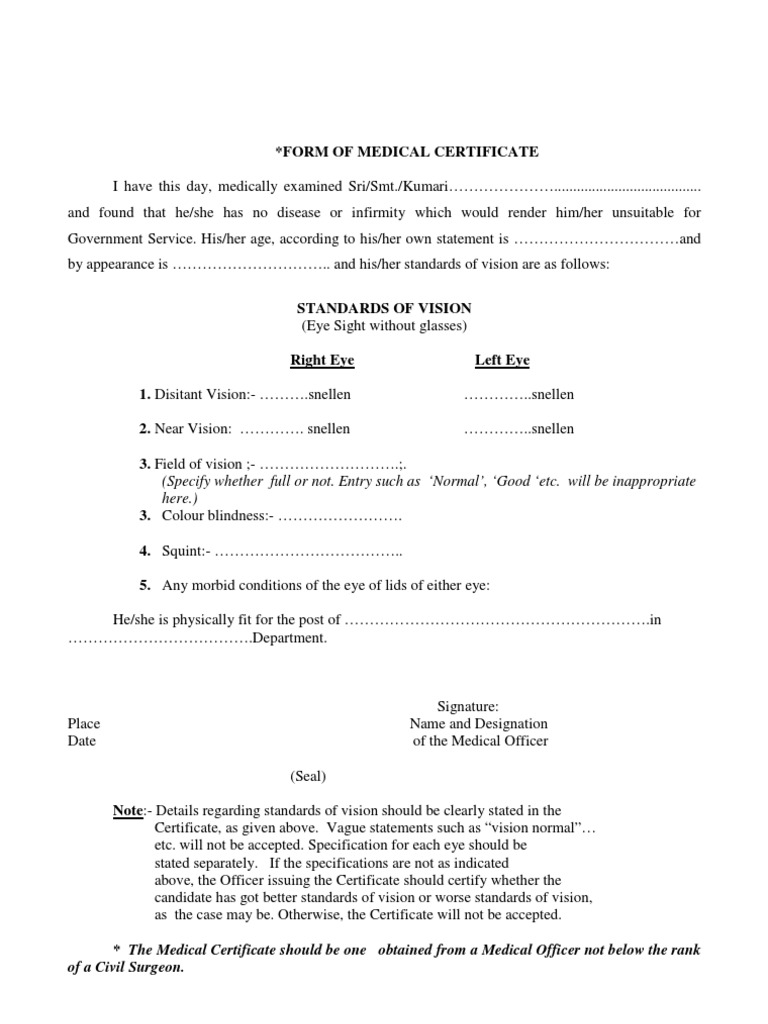 Medical Certificate | PDF