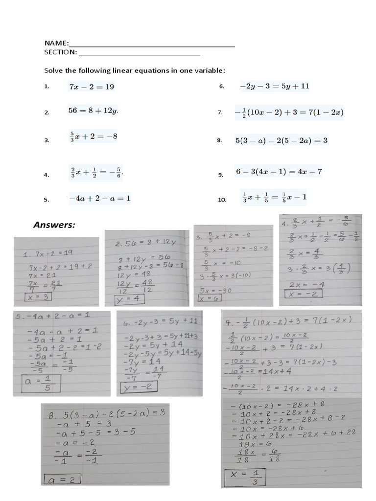 Linear Equations & Inequalities Practice | PDF | Teaching Methods ...
