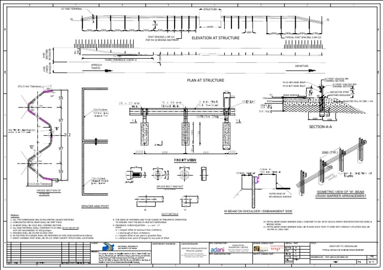 01.typical Details of W-Beam Crash Barrier | PDF | Civil Engineering ...