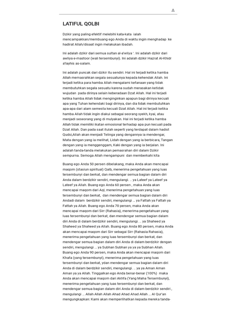 Latiful Qalbi Note | PDF