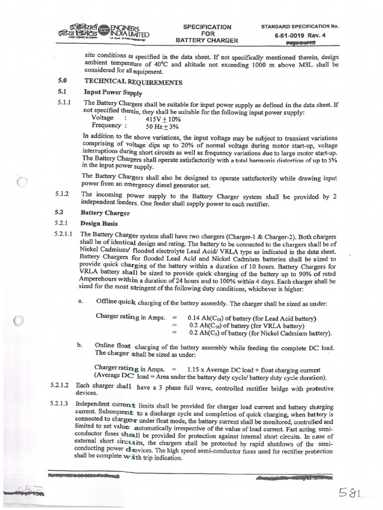 EIL Battery Charger Specification | PDF