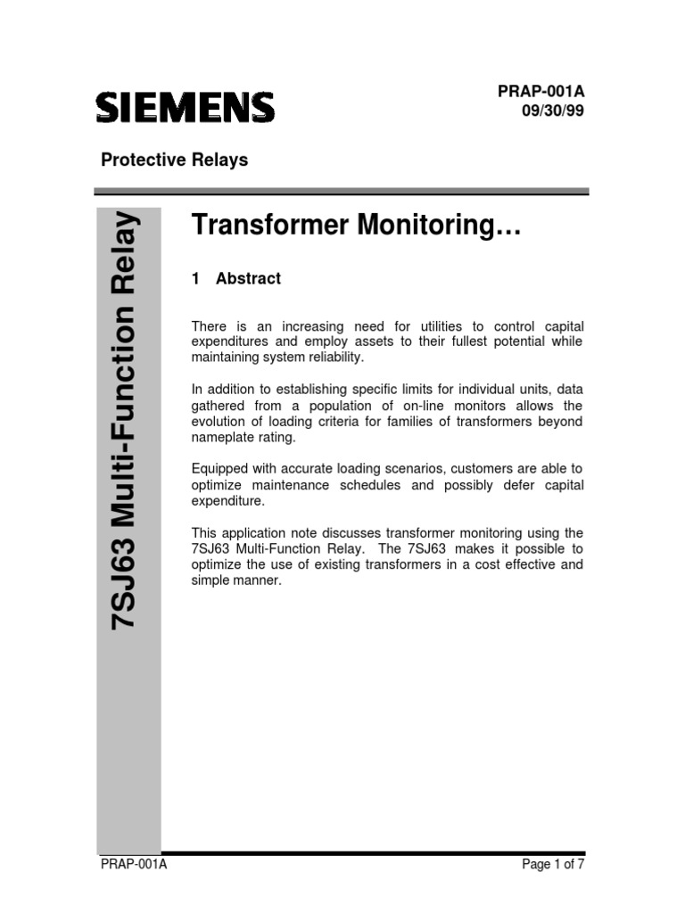 PRAP-001A Transformer Monitoring Application Note | PDF | Transformer ...