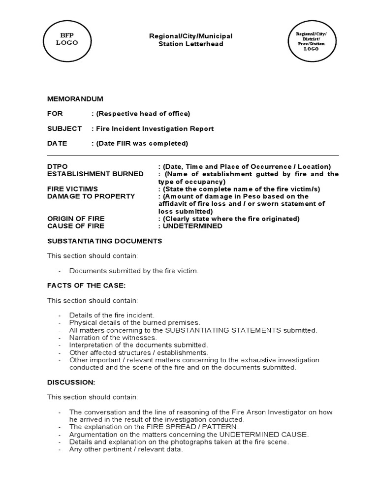 Fire Incident Investigation Report Template | PDF | Justice | Crime ...