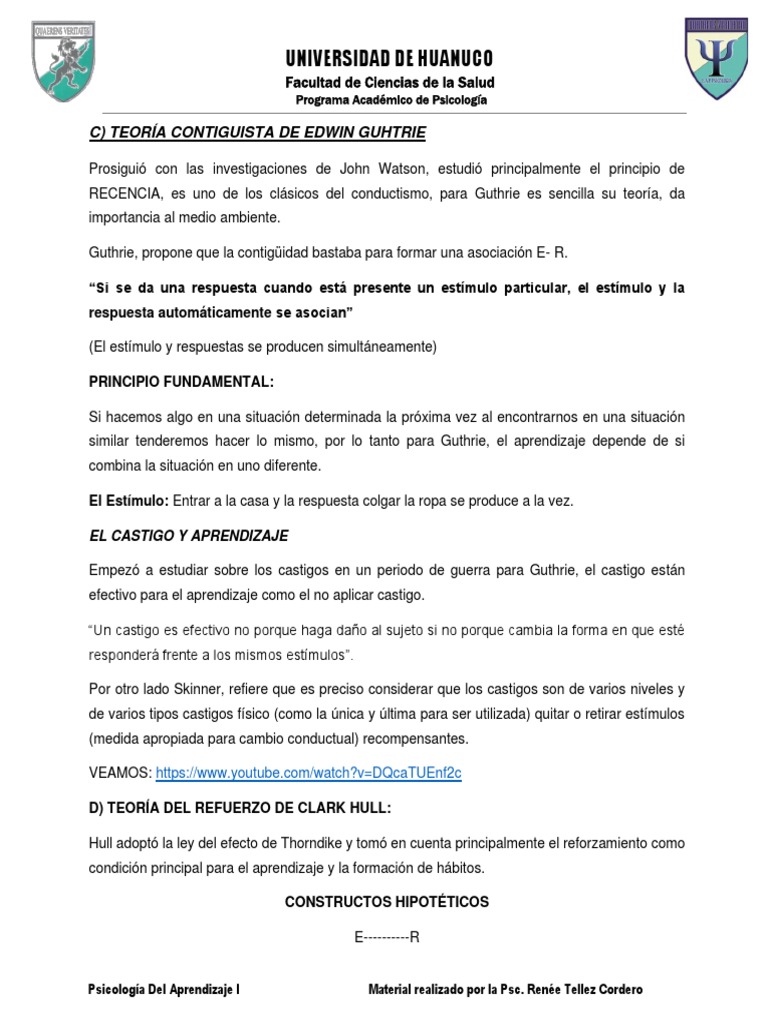 Teoria de Edwin Guthrie y Clark Hull | PDF | Interacciones de ...