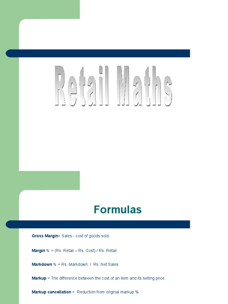 Retail Math'Sppt1 | PDF | Gross Margin | Pricing