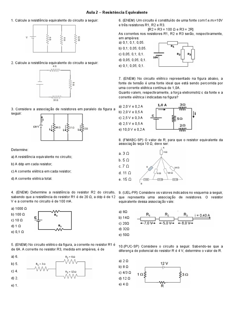 Circuitos Resistência Equivalente | PDF | Rede elétrica | Resistor