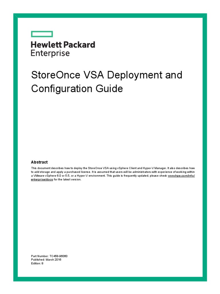 TC458-96060 StoreOnce VSA Deployment and Configuration Guide | PDF ...