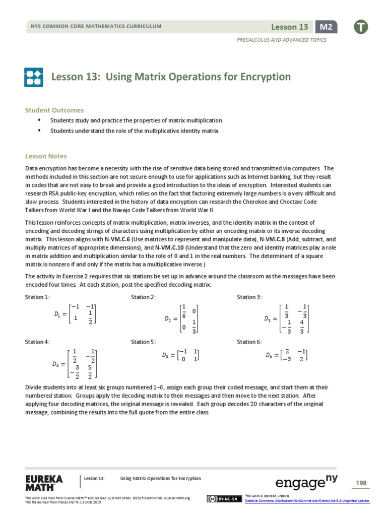 Precalculus m2 Topic B Lesson 13 Teacher | PDF | Matrix (Mathematics ...