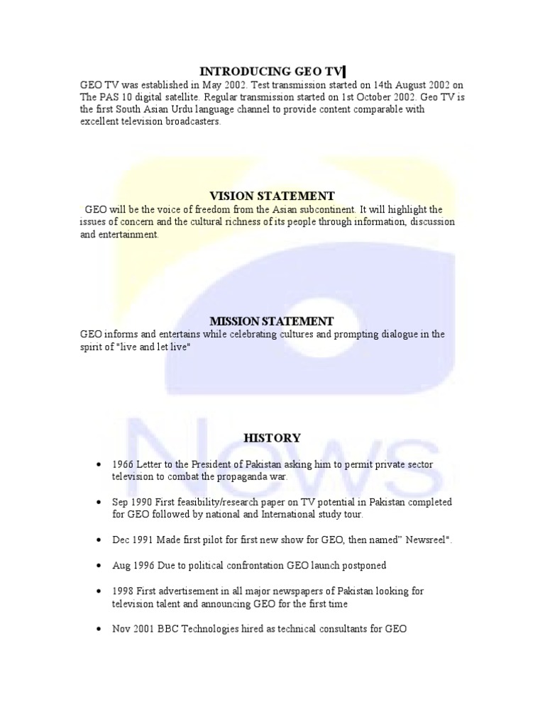 Introducing Geo TV | PDF | Television | News