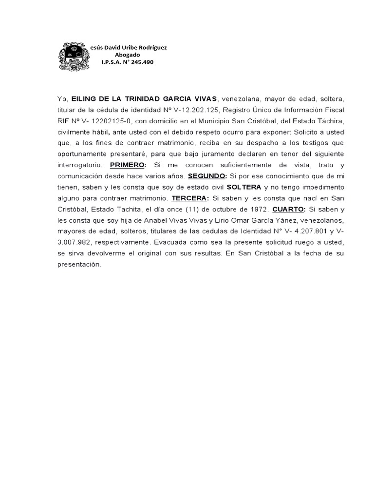 Carta de Soltería | PDF | Derecho