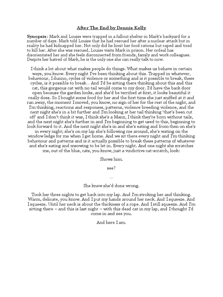After The End by Dennis Kelly Monologue | PDF | Violence