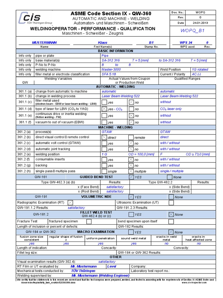 ASME Code Section IX - QW-360: Weldingoperator - Performance ...