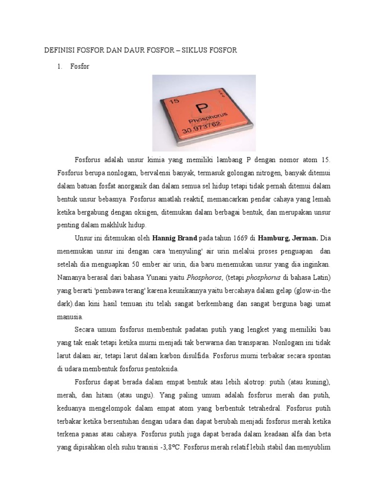 Daur Fosfor: Pentingnya dan Prosesnya | PDF | Sains & Matematika