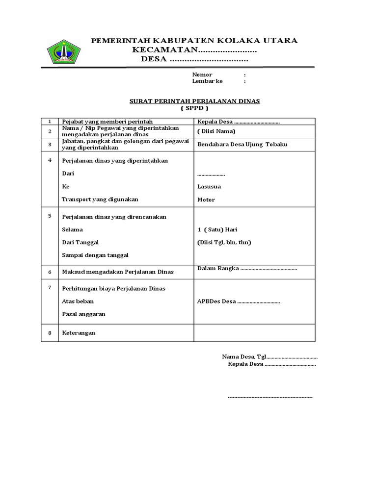 Form SPPD Desa | PDF