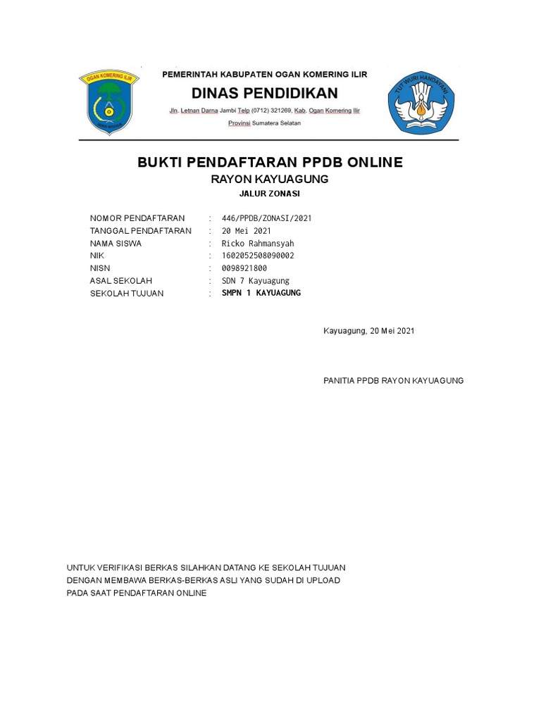 PPDB Zonasi (Jawaban) - Bukti | PDF