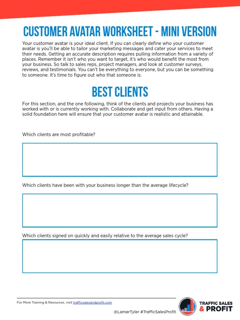 TSP Mini Customer Avatar Worksheet | PDF | Target Audience | Mass Media