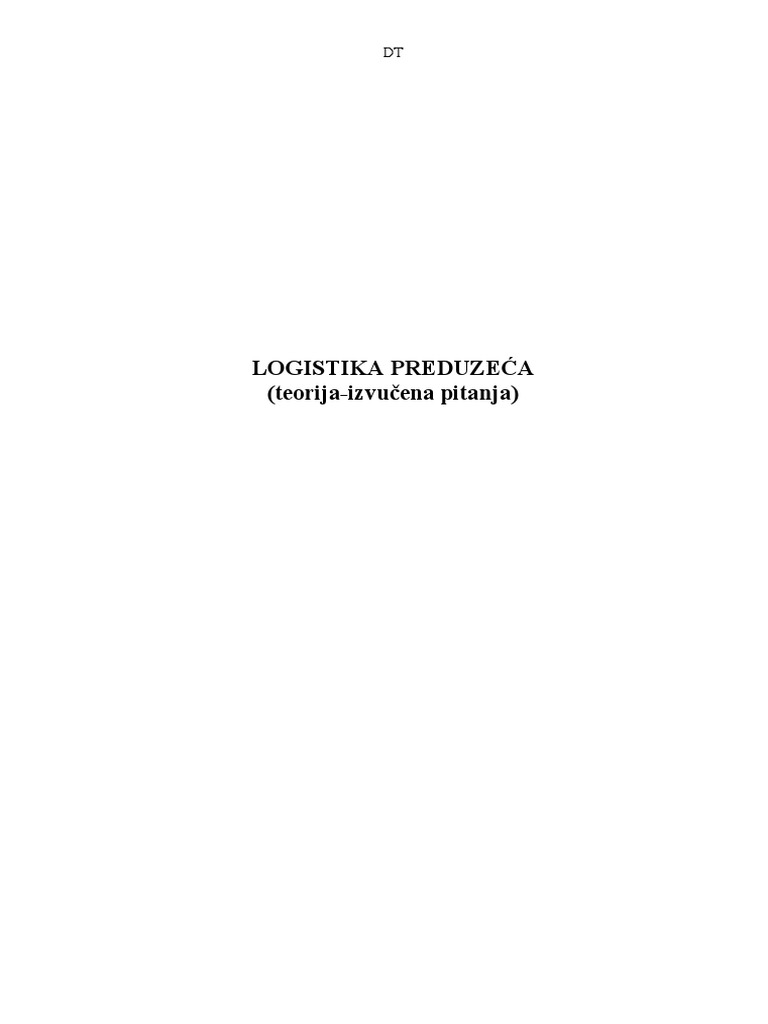 Logistika Preduzeca Teorija | PDF